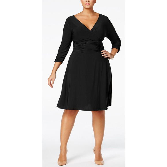NY Collection Plus | Dresses | Ny Collection Plus Black Ruched Aline ...